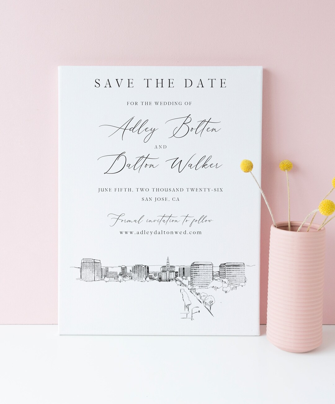 San Jose Skyline Save the Date Cards: Modern Wedding Set - Etsy