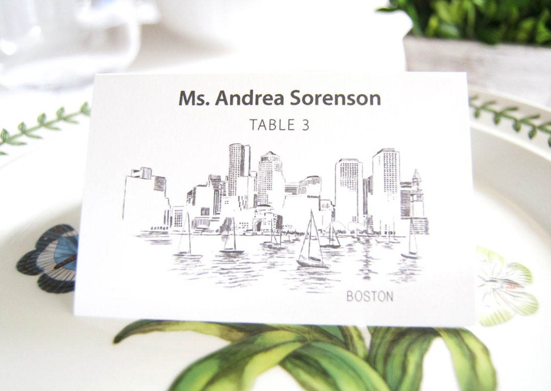 Boston Skyline Place Cards Personalized With Guests Names (sold in Sets ...