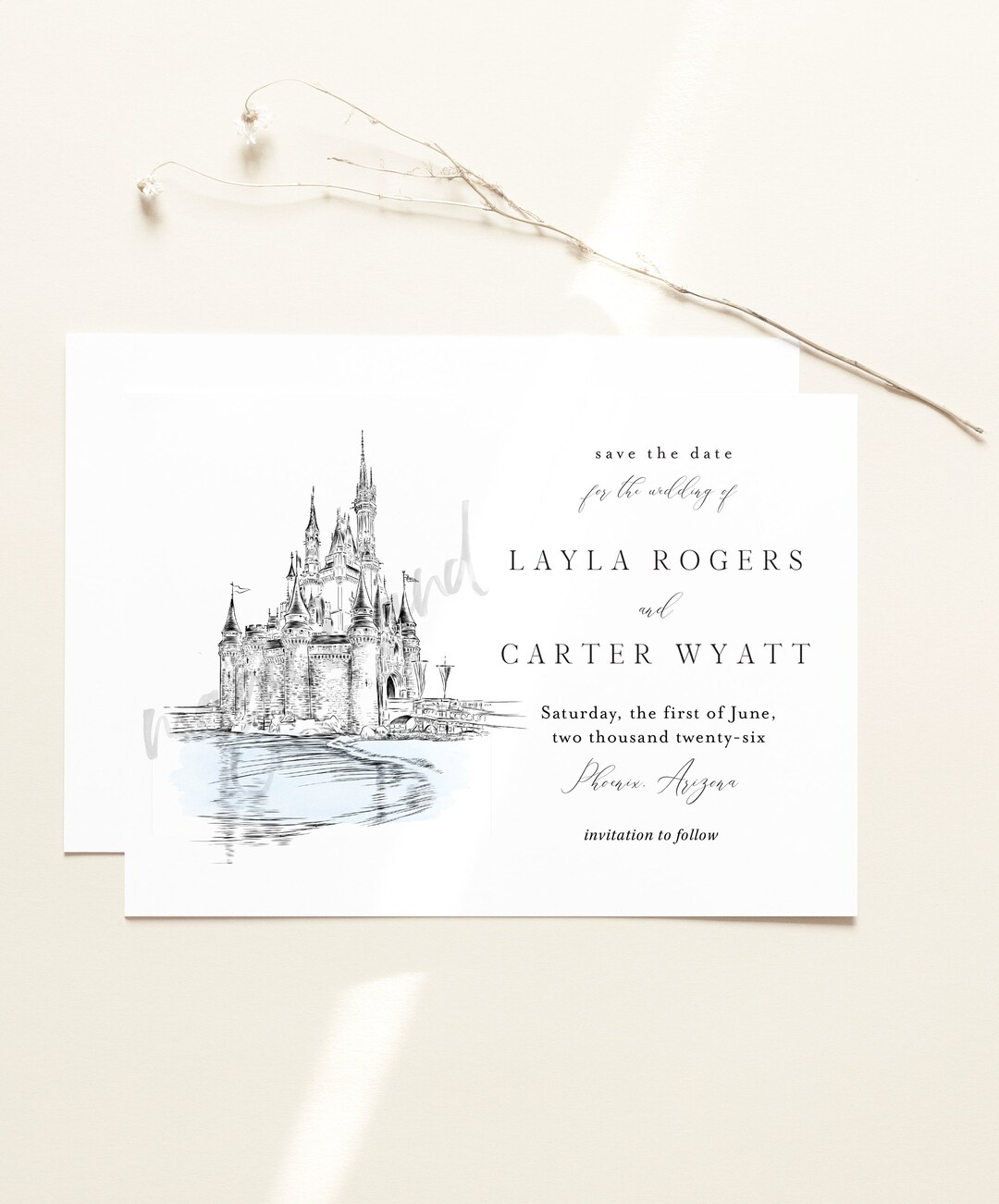 Save the Date Card Disney World, Fairytale Wedding, Cinderella's Castle ...