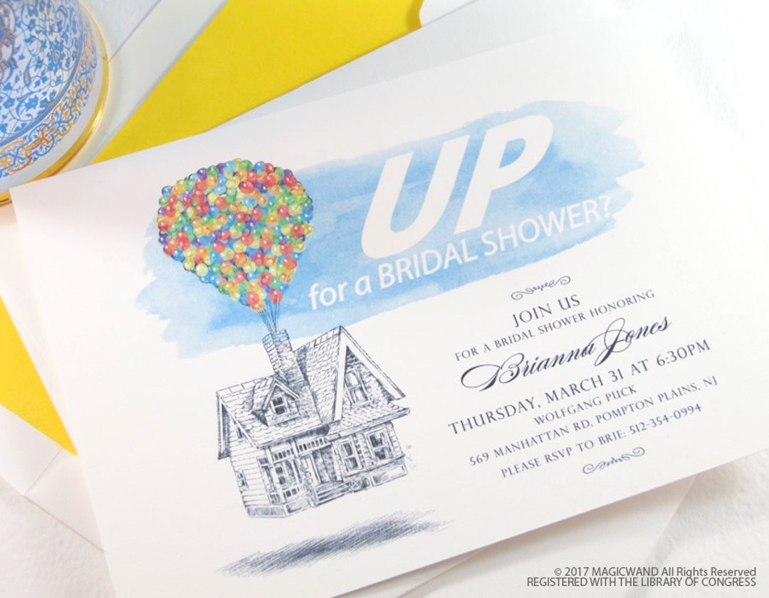 UP Bridal Shower Invitations, UP House, Balloons, Fairytale Wedding ...