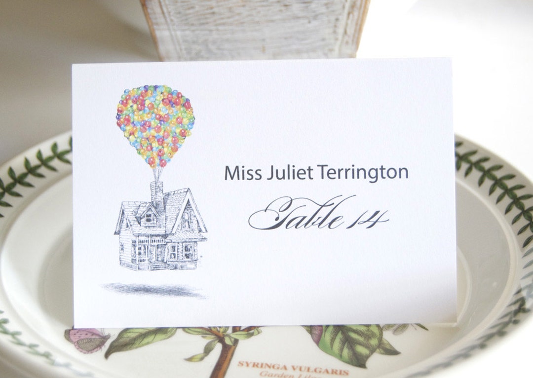 Disney Inspired UP Wedding, Disney Place Cards Personalized With Guests ...
