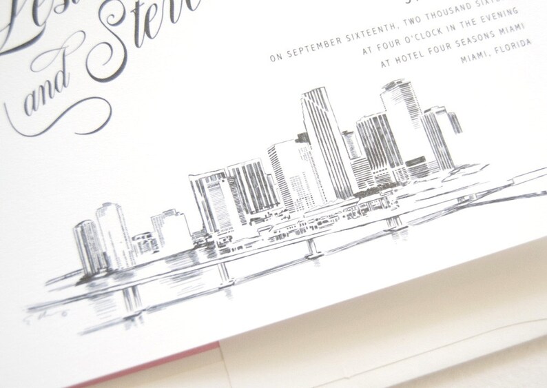 Miami Skyline Wedding Invitations Package sold in Sets of 10 - Etsy