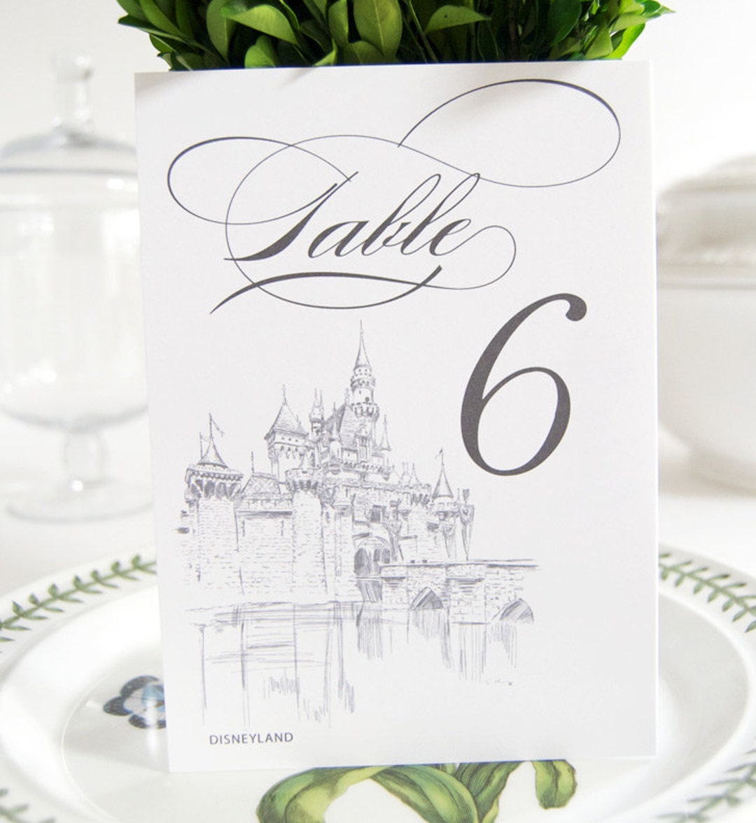 Disney Inspired Fairytale Wedding, Castle Skyline Table Numbers (1-10 ...