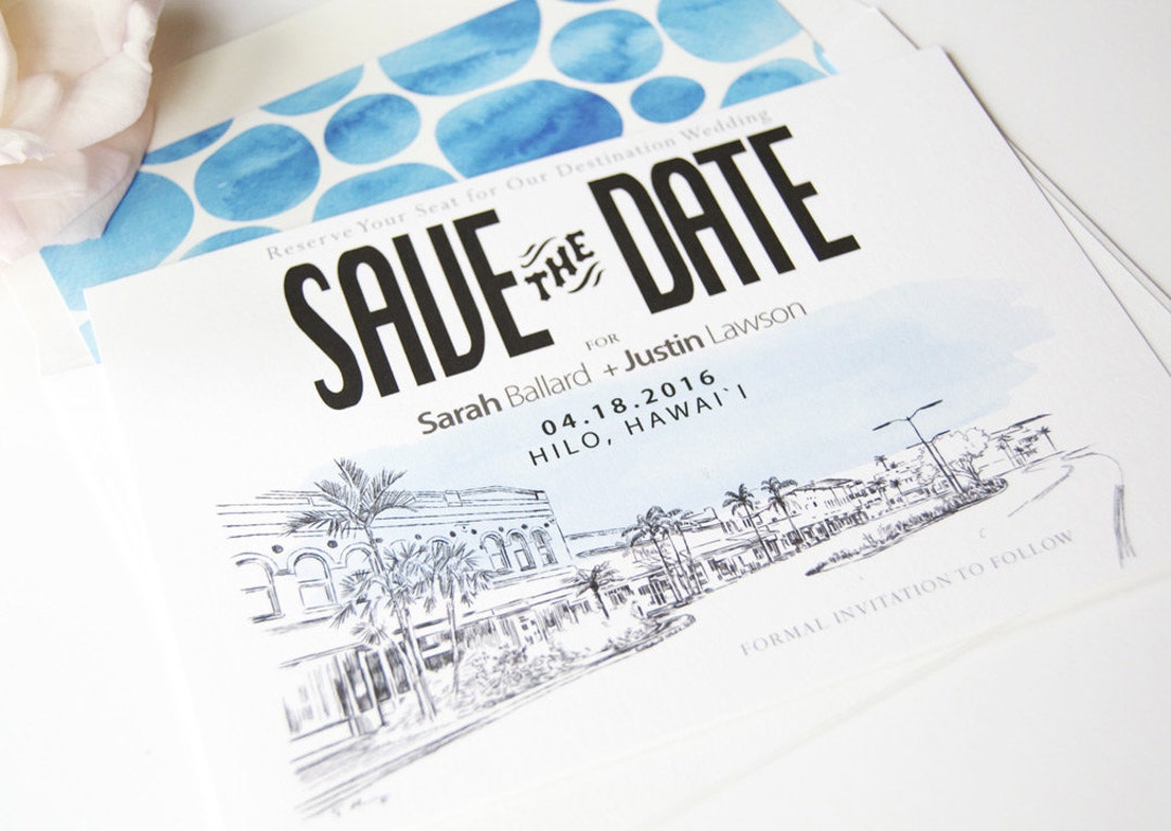 Hilo Hawaii Skyline Save the Date Cards (set of 25) - Etsy
