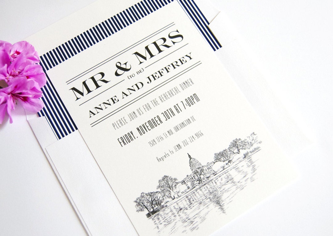 Washington DC Skyline Rehearsal Dinner Invitations set of 25 Cards - Etsy