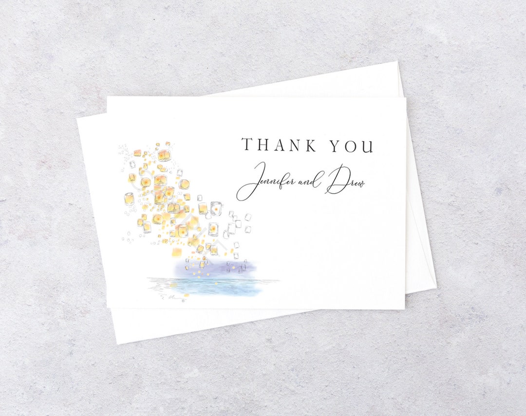Tangled Lanterns Inspired Thank You Cards, Fairytale, Disney Inspired ...