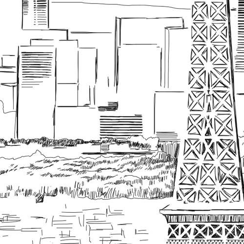Paris Skyline Folded Place Cards BLANK, French Themed Wedding, Eiffel ...