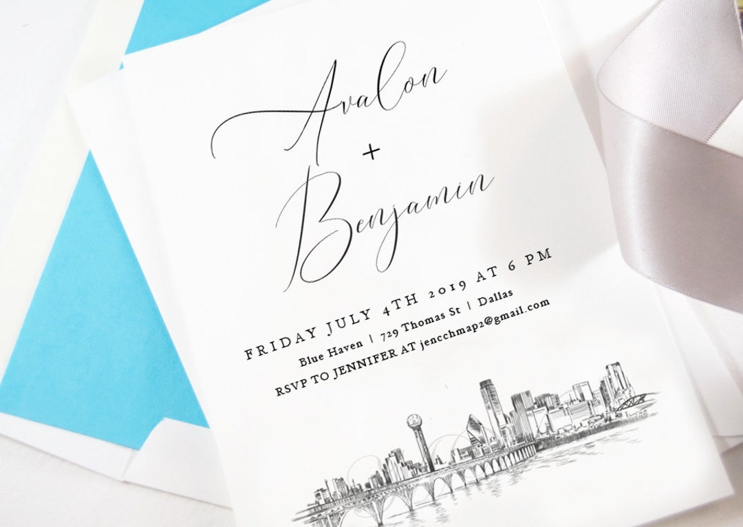 Dallas Skyline Rehearsal Dinner Invitations (set of 25) - Etsy
