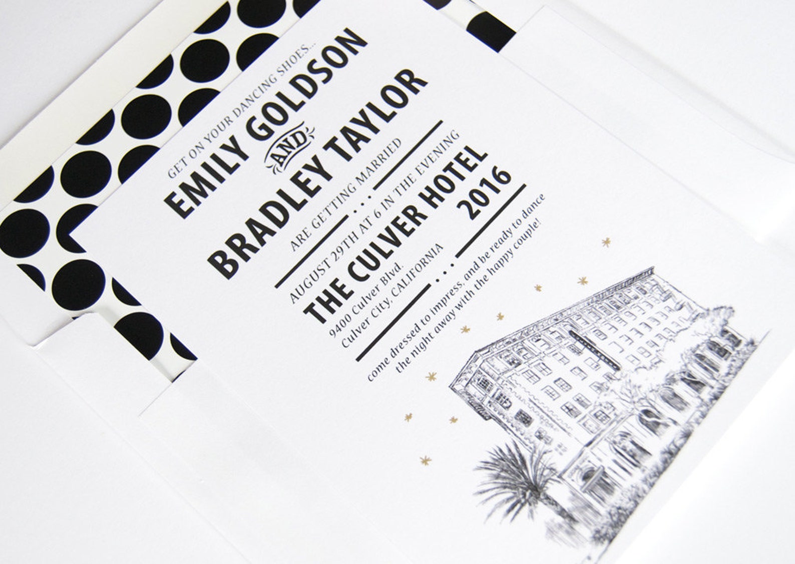 Culver Hotel Wedding Invitation Package (sold in Sets of 10 Invitations ...