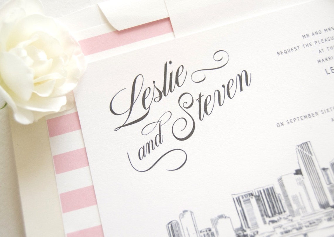 Miami Skyline Wedding Invitations Package sold in Sets of 10 - Etsy