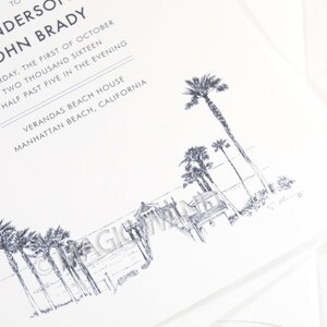 Manhattan Beach Hand Drawn Wedding Invitations Package (sold in Sets of ...