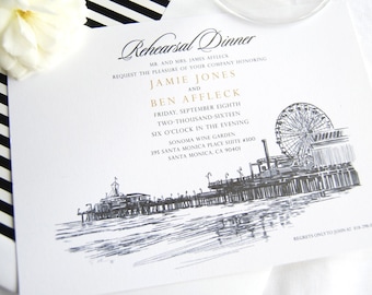 Chicago Skyline Hand Drawn Rehearsal Dinner Invitations set | Etsy