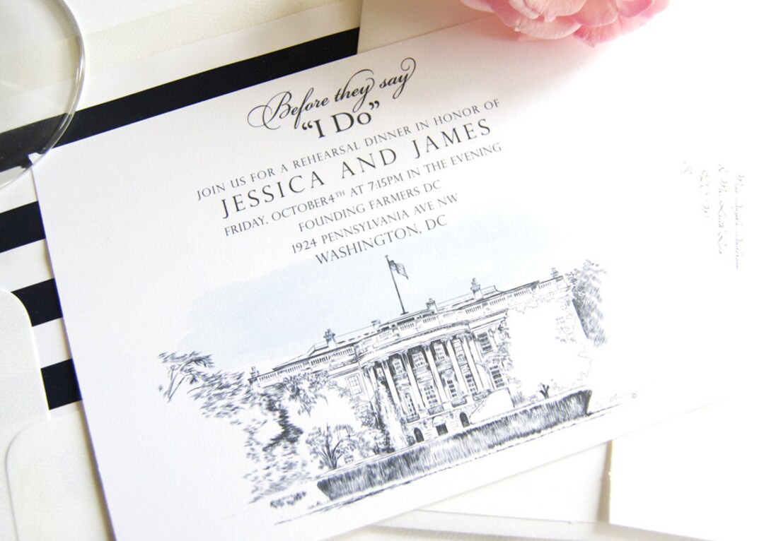 The White House, Washington DC Skyline Rehearsal Dinner Invitations ...
