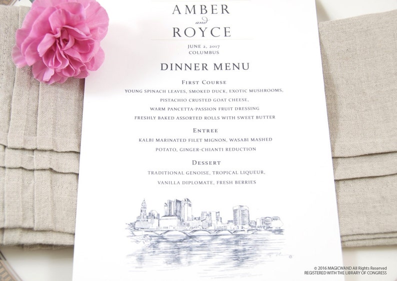 Columbus Ohio Skyline Dinner Menus sold in Sets of 25 - Etsy