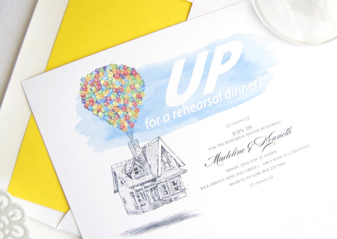 Disney UP Inspired Theme Wedding Rehearsal Dinner Invitation Cards ...