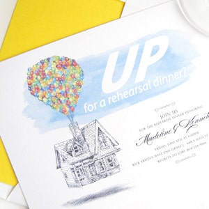 Disney UP Inspired Theme Wedding Rehearsal Dinner Invitation Cards ...