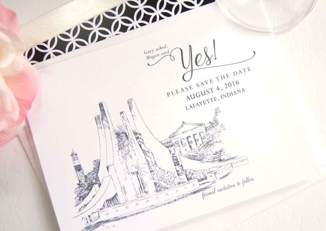 Purdue University Indiana Skyline Save the Date Cards set of - Etsy