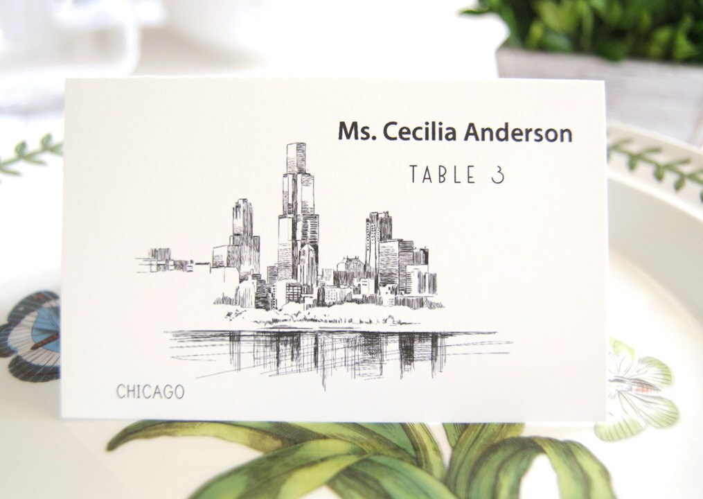 Chicago Skyline Place Cards Personalized With Guests Names (sold in ...
