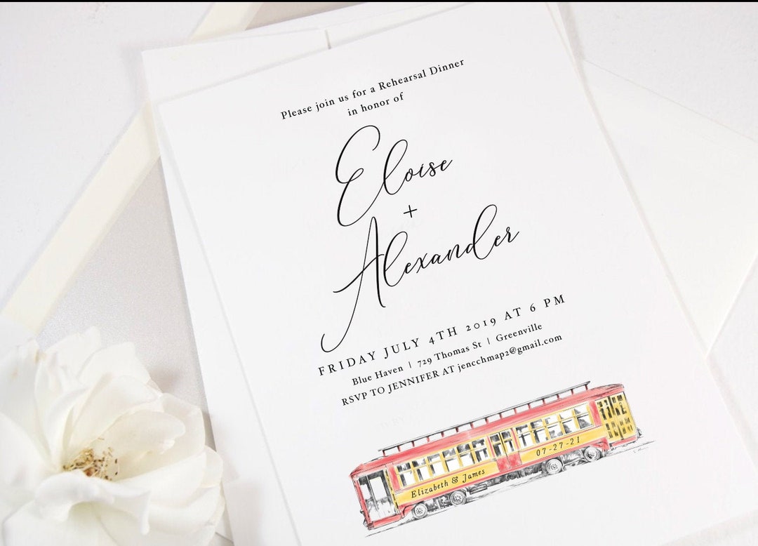 New Orleans Trolley Car Rehearsal Dinner Invitations (set of 25) - Etsy