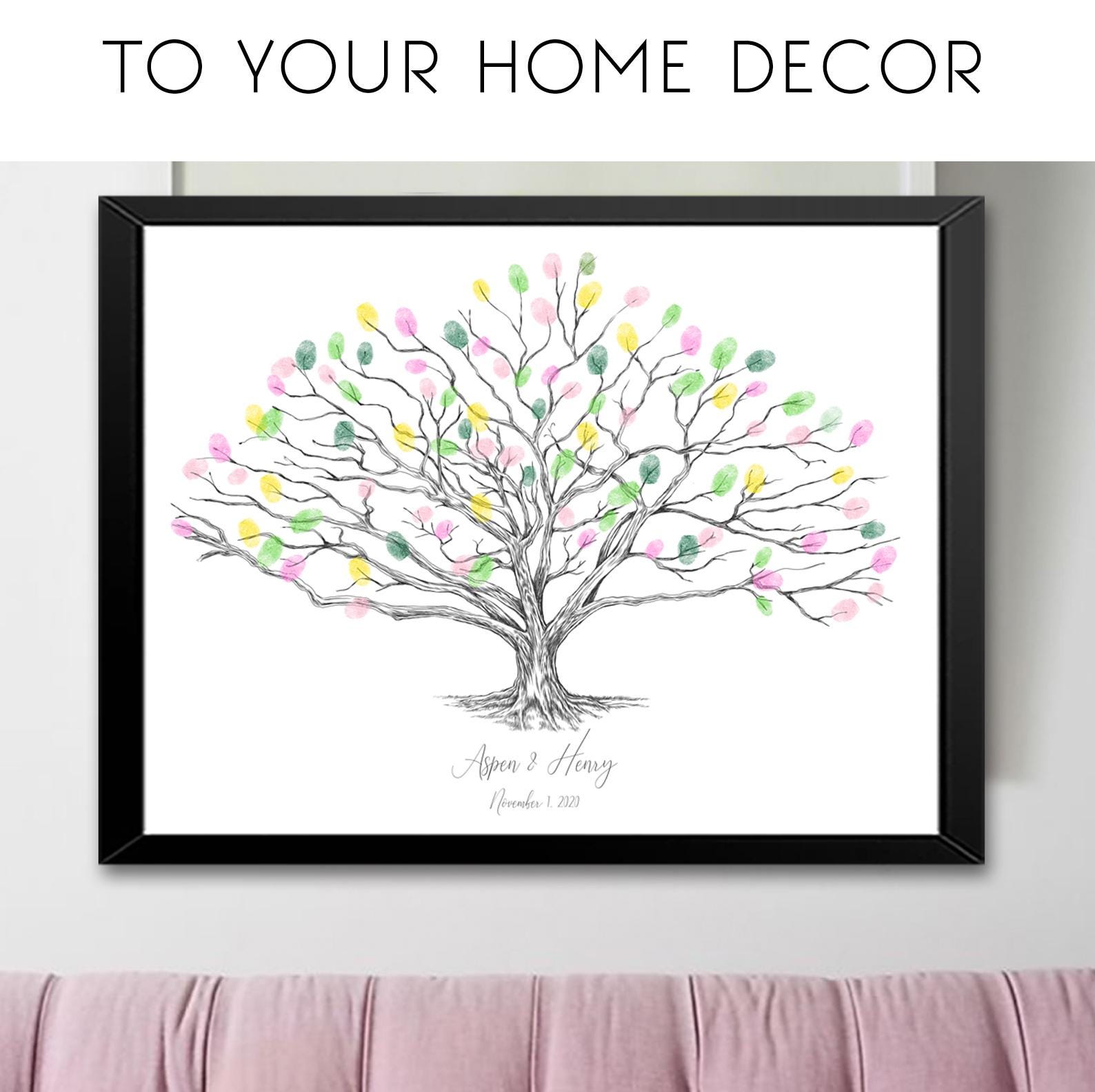 Pine Tree Thumbprint Guest Book Alternative, Wedding Guestbook Keepsake ...