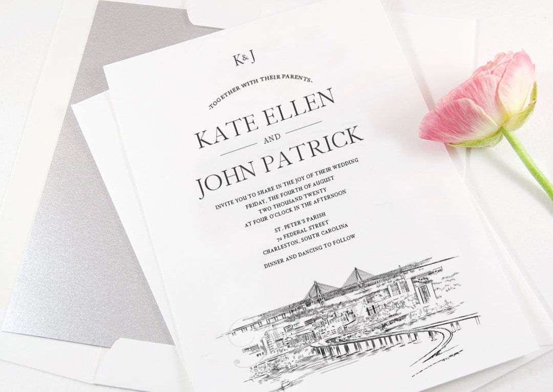 Charleston Skyline Wedding Invitation, South Carolina, Wedding ...