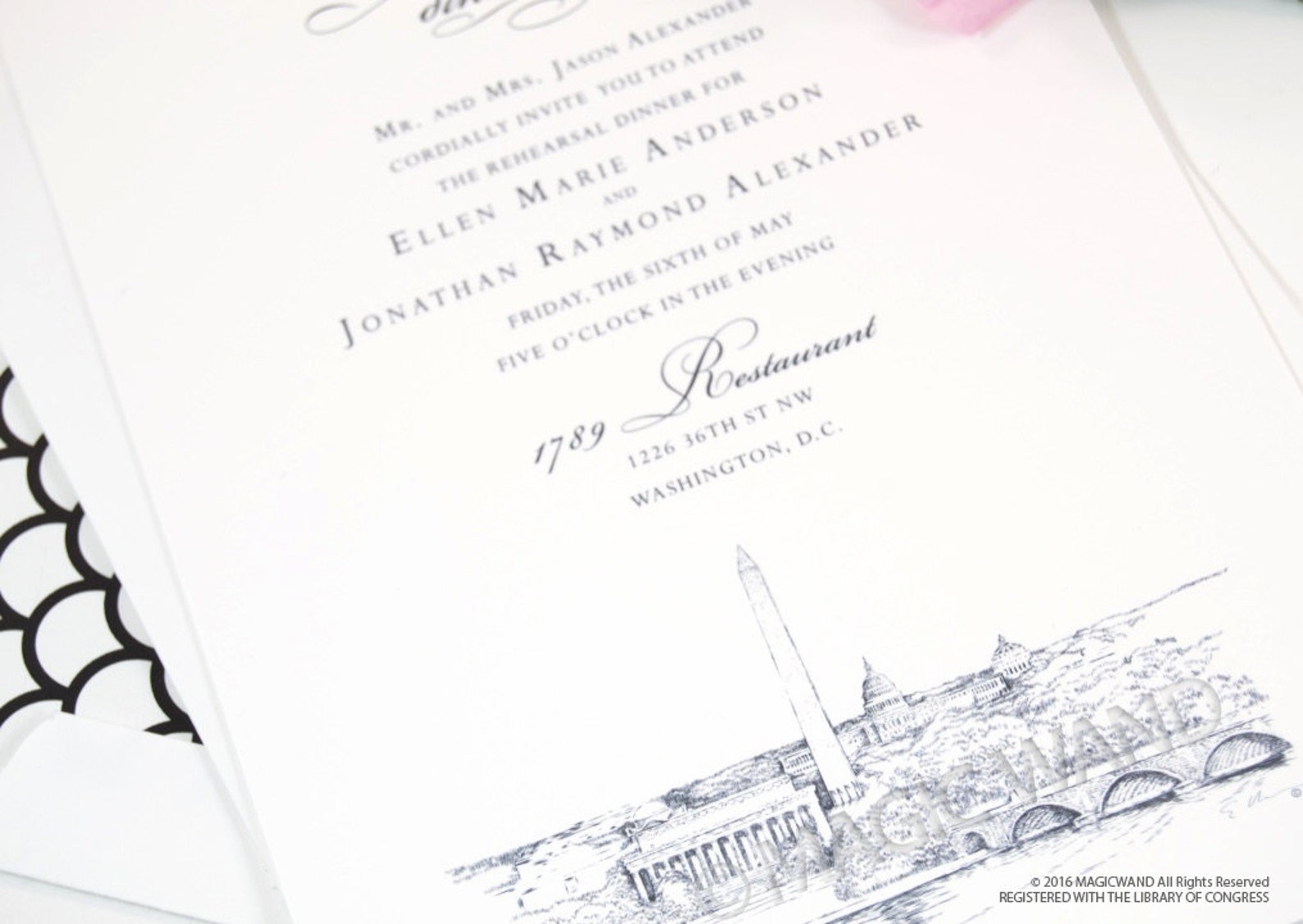 Washington D.C. Memorials Skyline Rehearsal Dinner Invitations - Etsy
