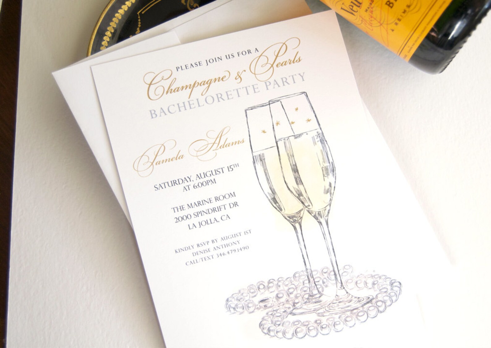 Bachelorette Party Invitations Champagne and Pearls - Etsy
