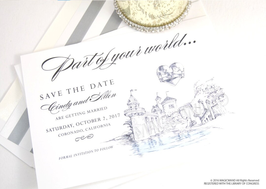 Little Mermaid Save the Dates, Save the Date Disney Inspired, Under the ...