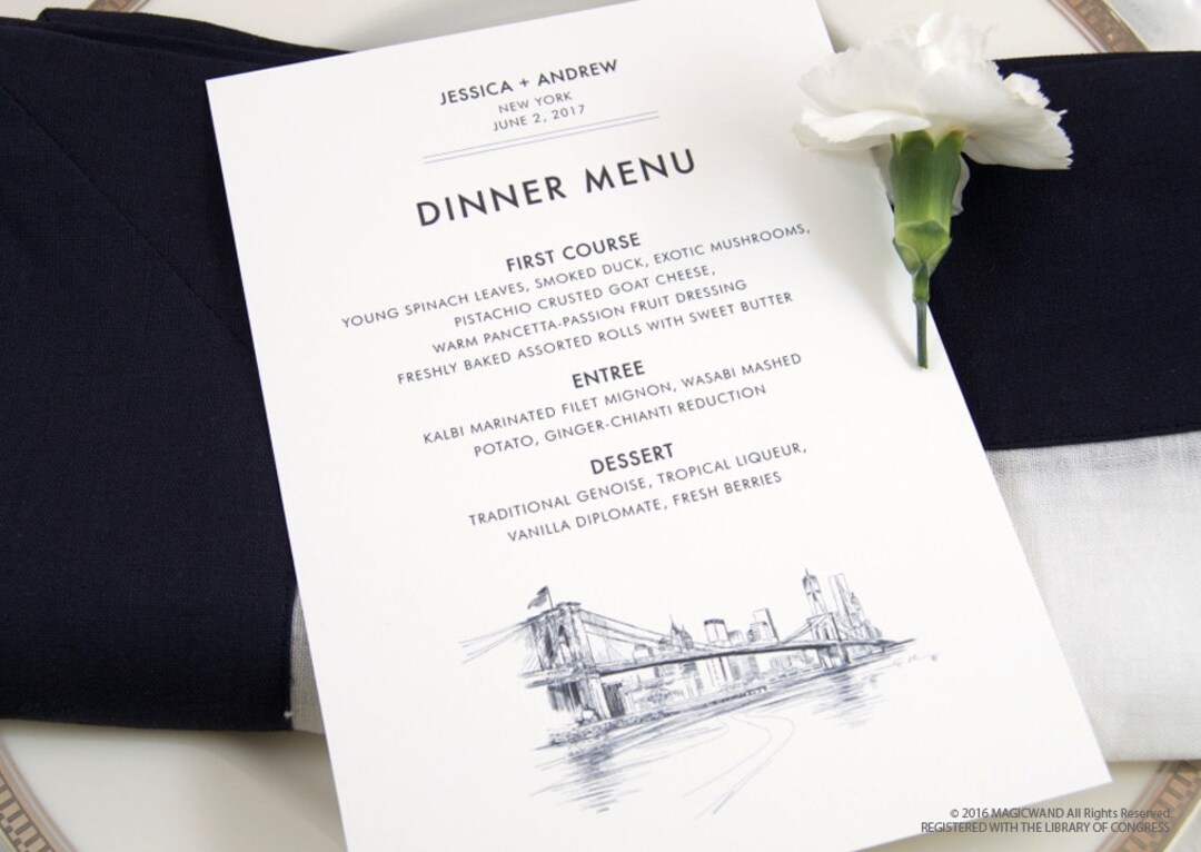 New York Skyline Dinner Menus sold in Sets of 25 - Etsy