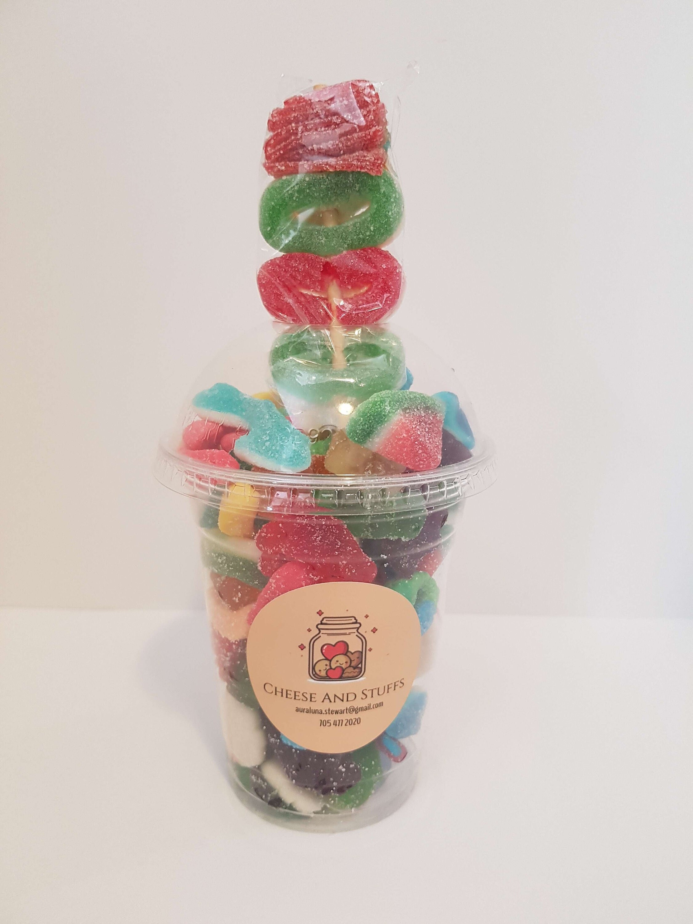 Cup of Gummy Candy With Kabob Top. Party Favor. Rainbow Gummies, Sweet ...