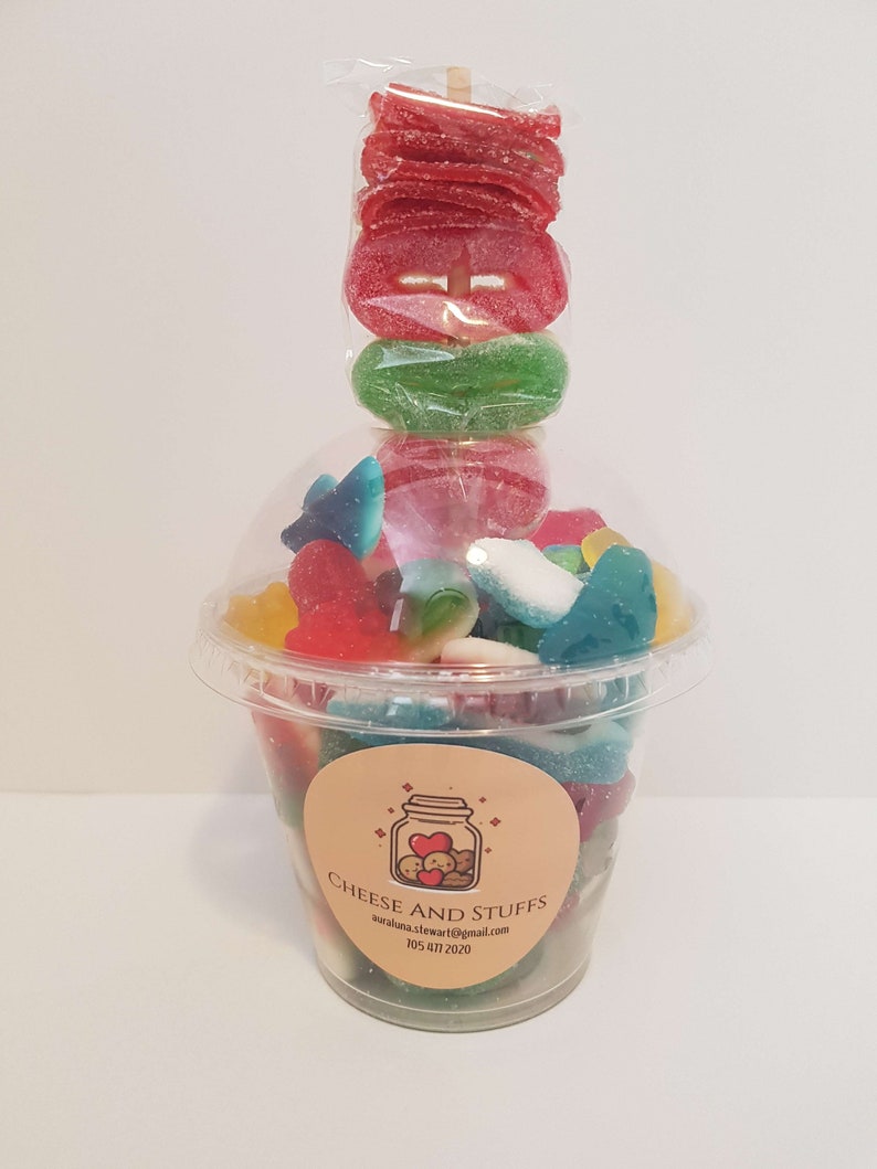 Cup of Gummy Candy With Kabob Top. Party Favor. Rainbow Gummies, Sweet ...