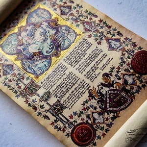 Miniature Open Scroll, Medieval Illuminated Manuscript, Dollhouse ...