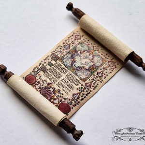 Miniature Open Scroll, Medieval Illuminated Manuscript, Dollhouse ...