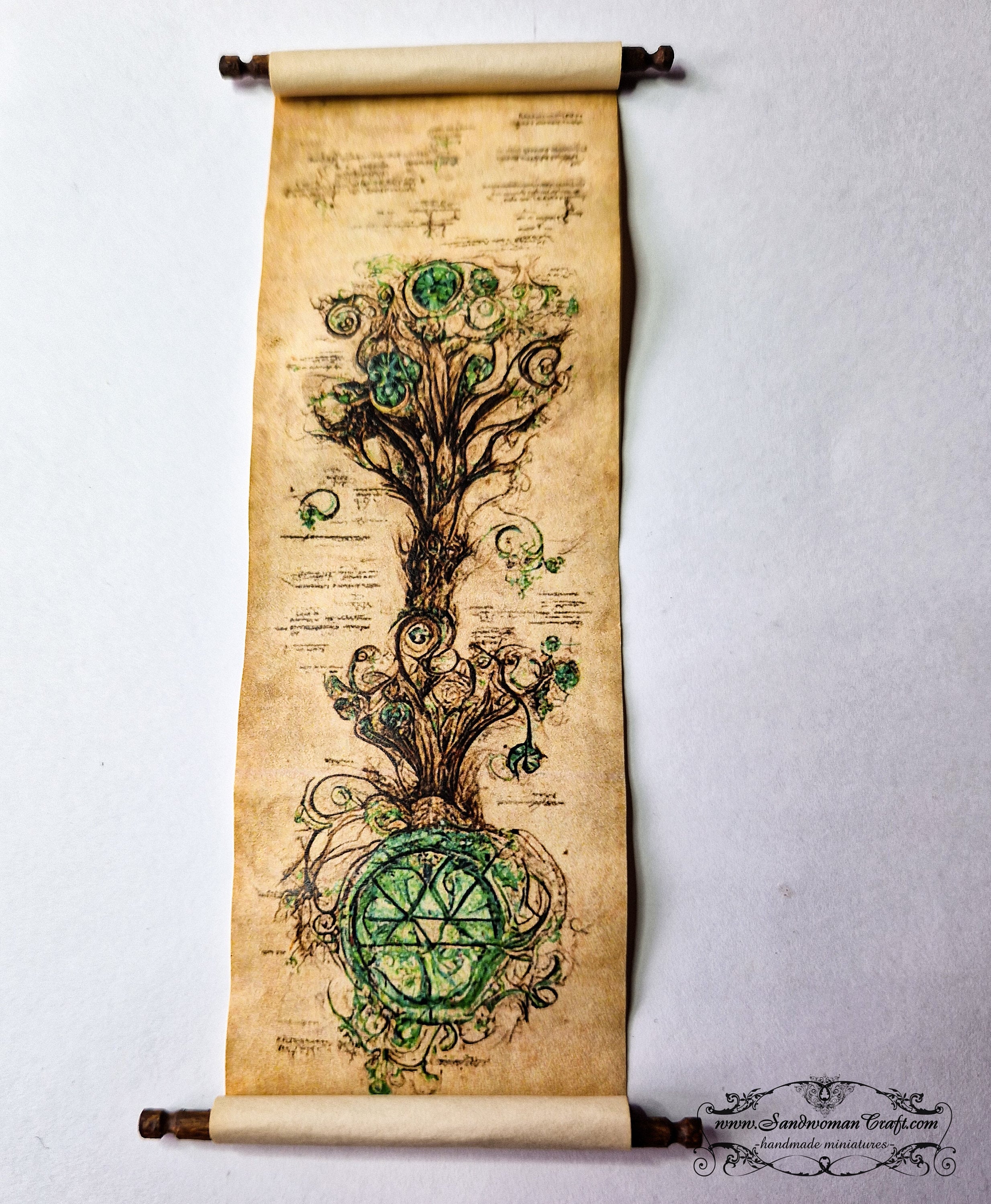 Miniature Open Scroll, Yggdrasil Tree, Dollhouse Miniature 1/12 1/6 ...