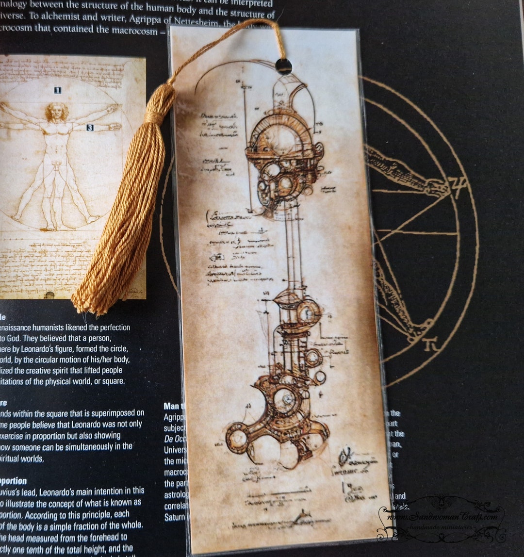 Bookmark-book-page Marker-leonardo Da Vinci-blueprint-sketch ...