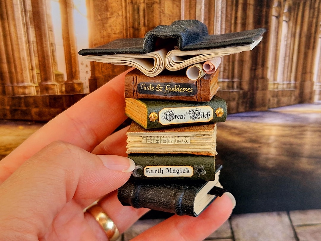 Witchy Pile/ Stack/ Set of Miniature Leather and Faux Leather Books ...
