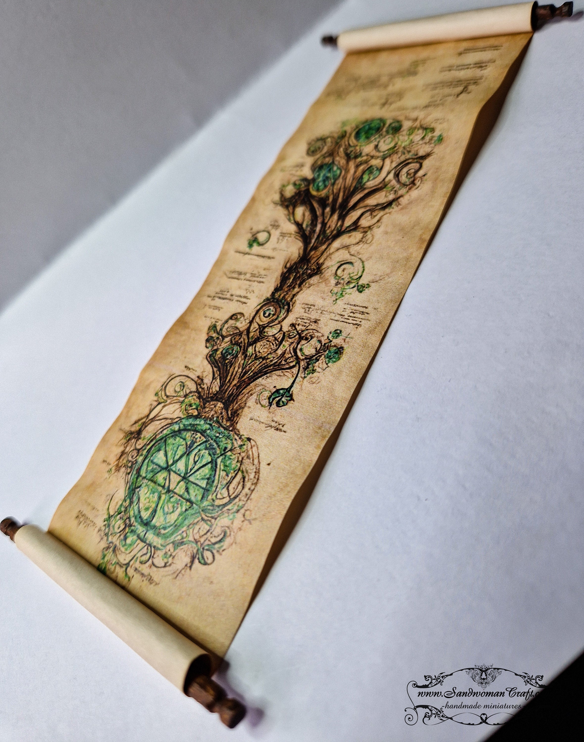 Miniature Open Scroll, Yggdrasil Tree, Dollhouse Miniature 1/12 1/6 ...