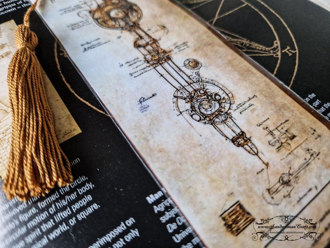 Bookmark-book-page Marker-leonardo Da Vinci-blueprint-sketch ...