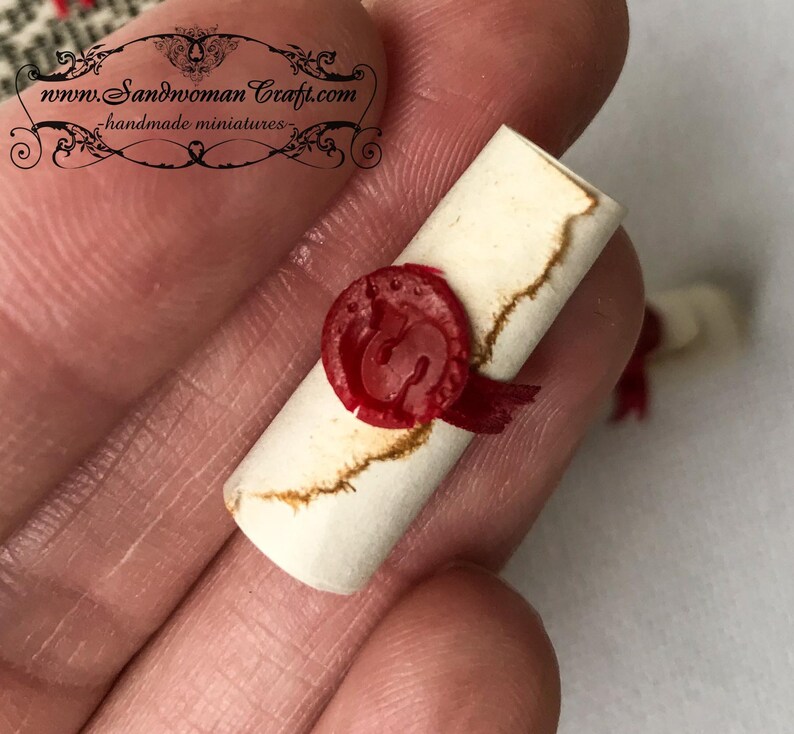 Miniature Scroll With Imitation of Wax Seal Dollhouse - Etsy UK