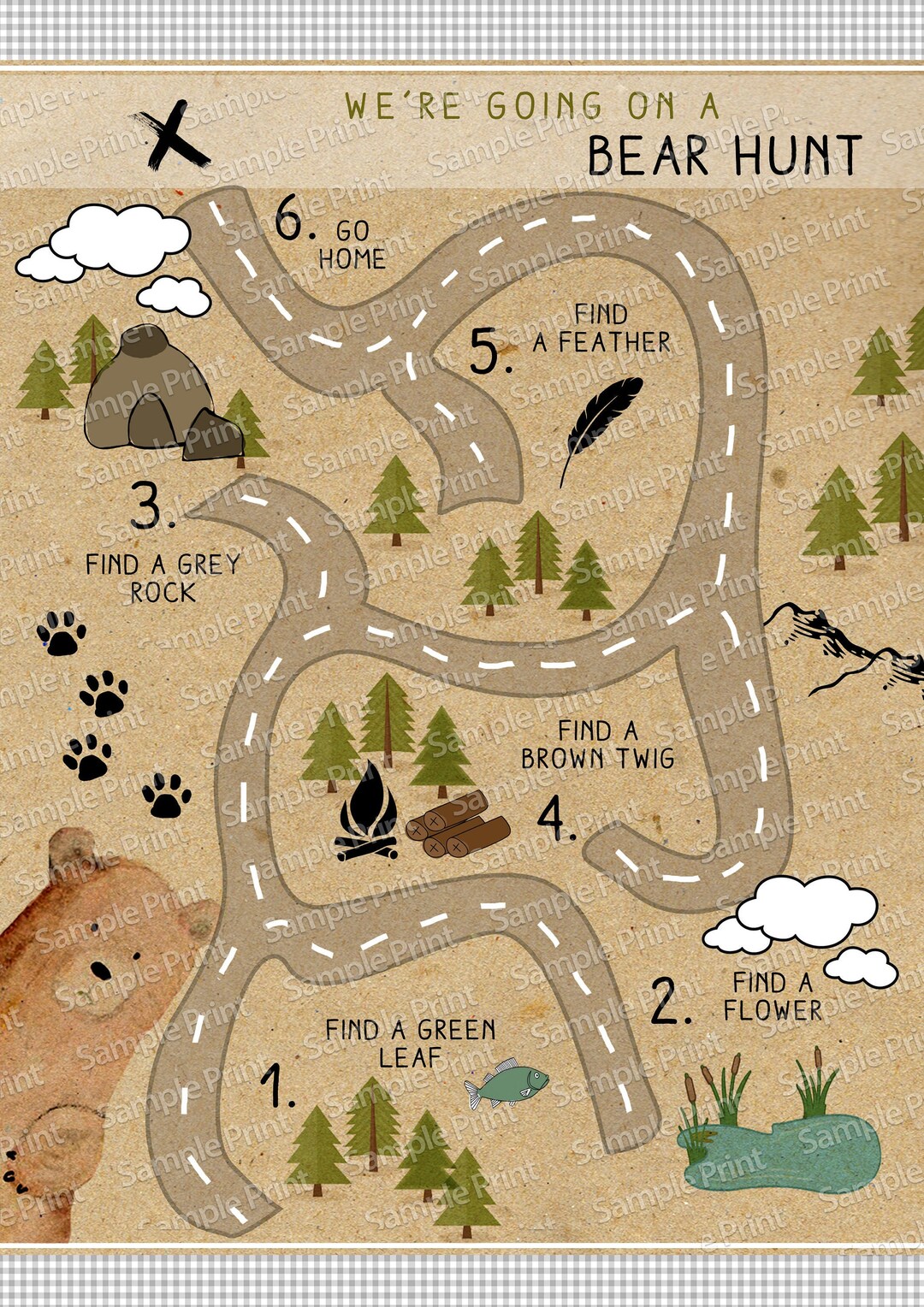 Teddy Bear Picnic Game Map - Printable Bear Hunt Party Game Map - Teddy ...