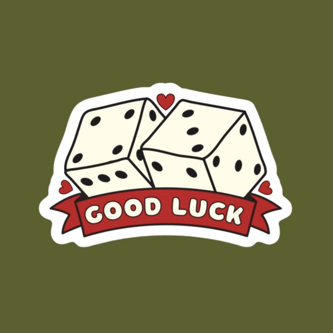 Good Luck Sticker, Dice Sticker, Funny Sticker, Water Bottle Sticker ...
