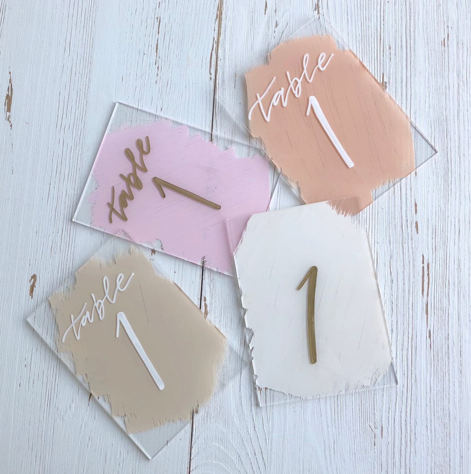 Clear Painted Acrylic Plastic Table Numbers | Wedding, Bridal Shower ...