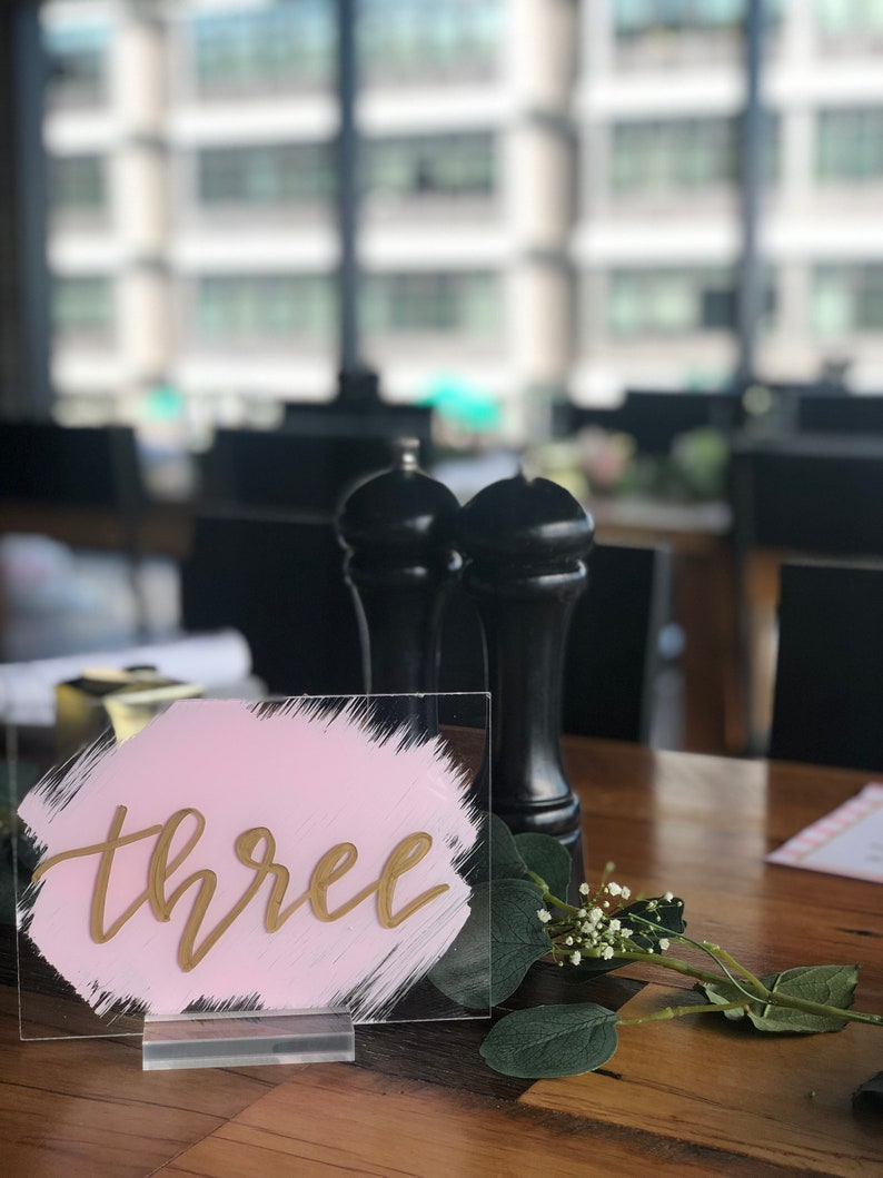 Clear Painted Acrylic Plastic Table Numbers Wedding | Etsy