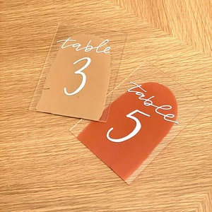 Clear Painted Acrylic Plastic Table Numbers | Wedding, Bridal Shower ...