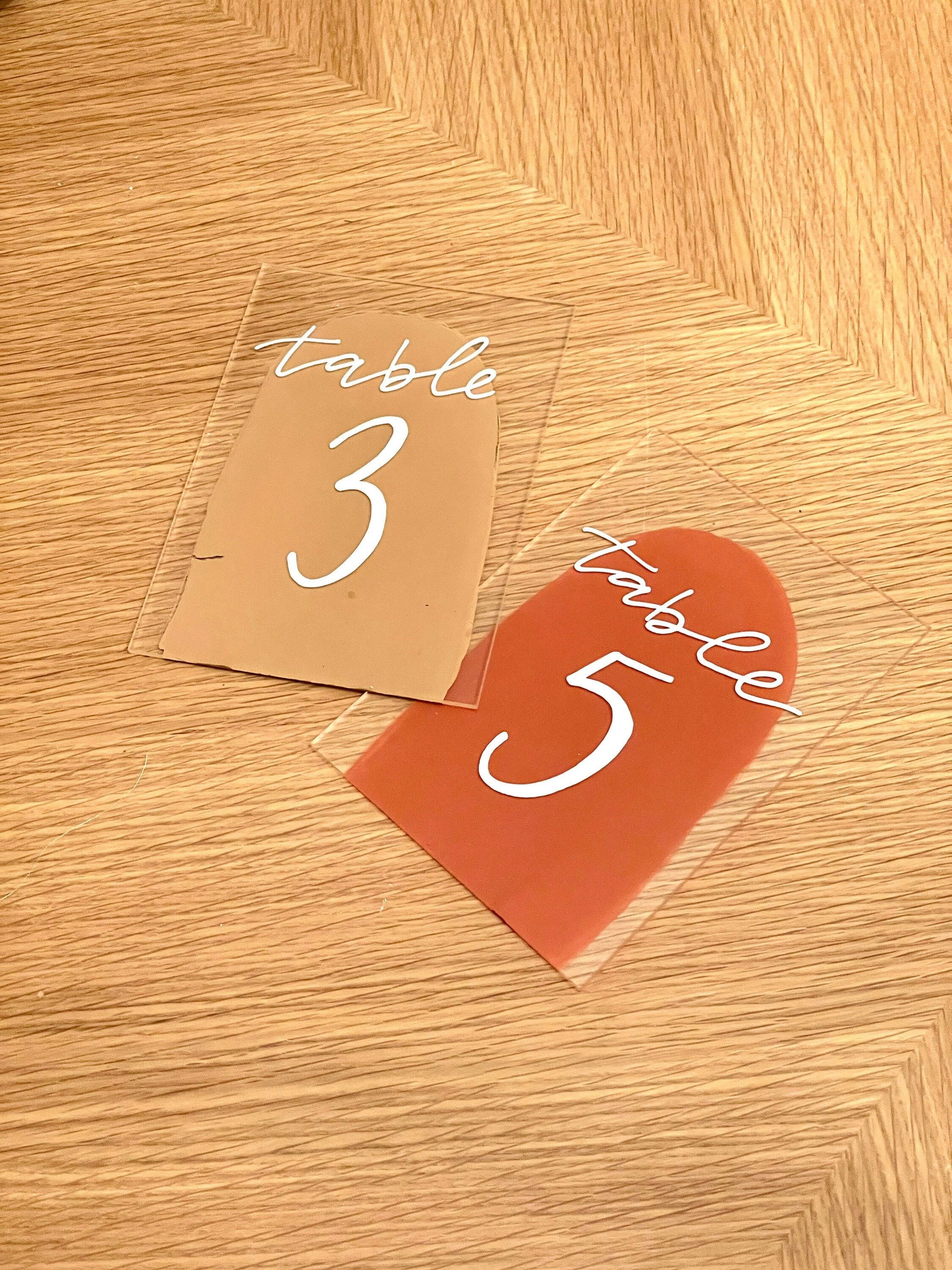 Clear Painted Acrylic Plastic Table Numbers | Wedding, Bridal Shower ...