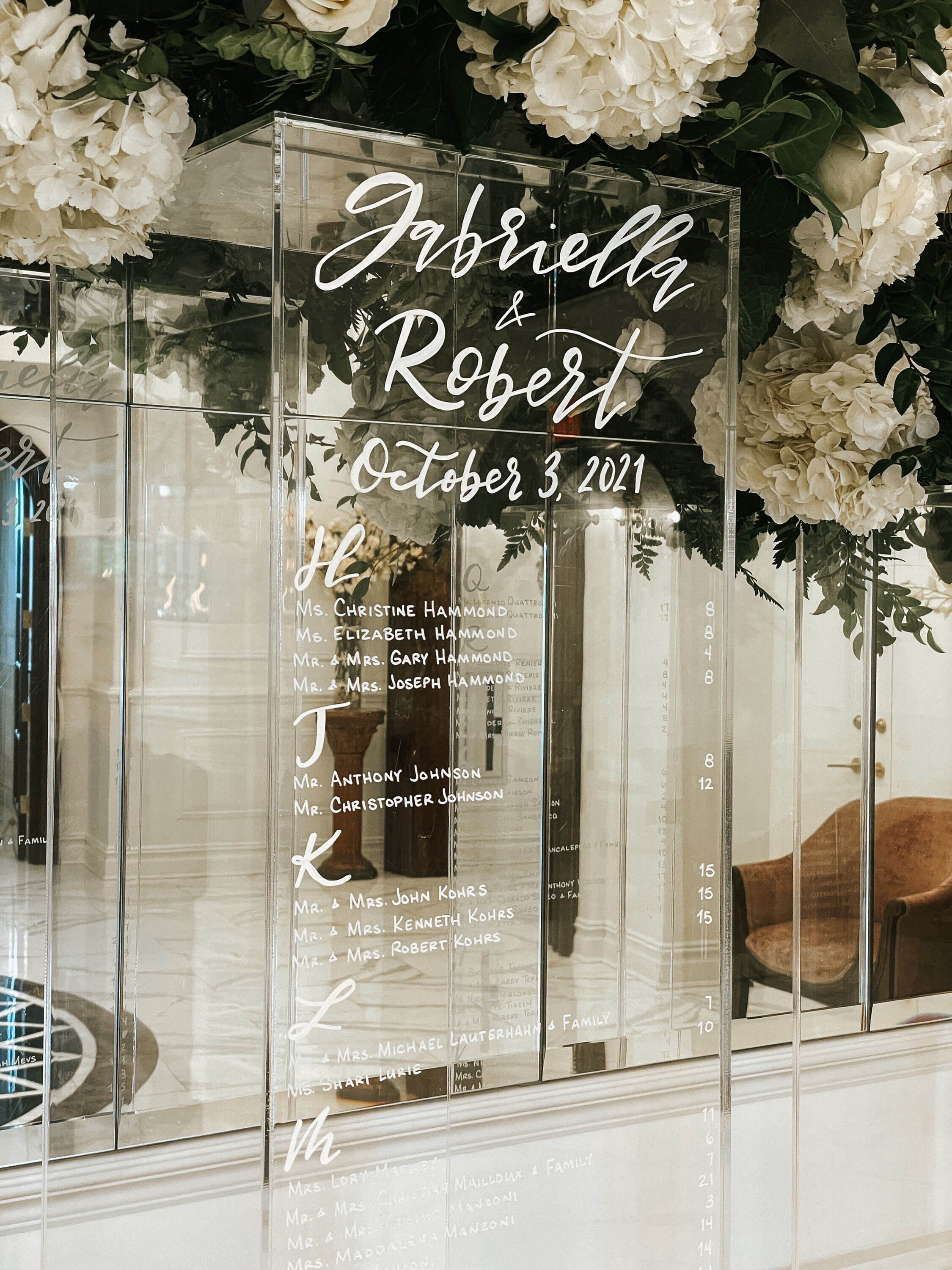 Acrylic Pillar Seating Chart | Delivered in North NJ, Some Central NJ ...