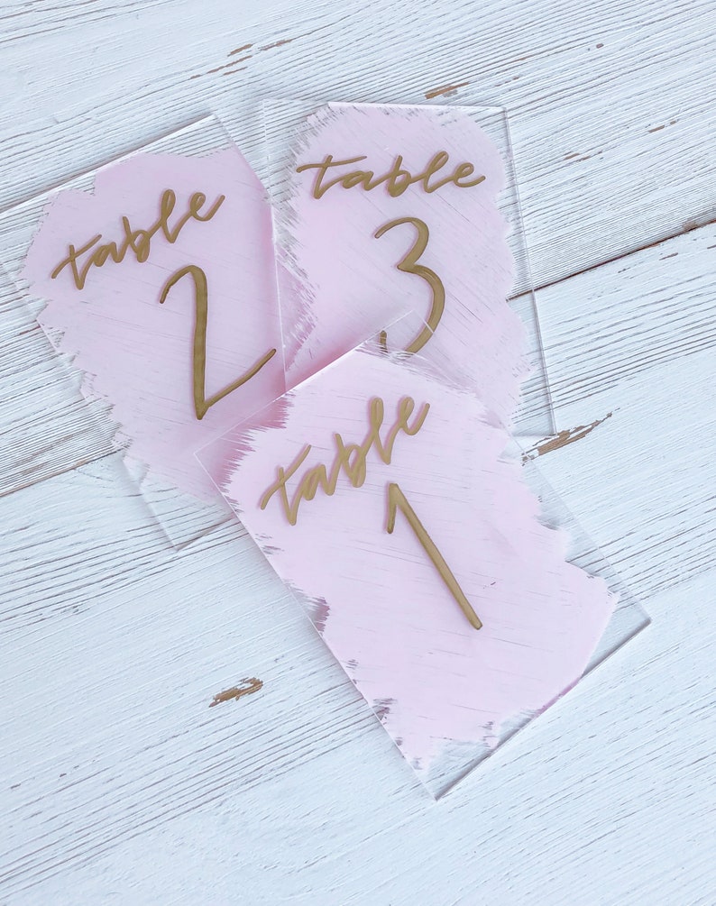 Clear Painted Acrylic Plastic Table Numbers Wedding Bridal - Etsy