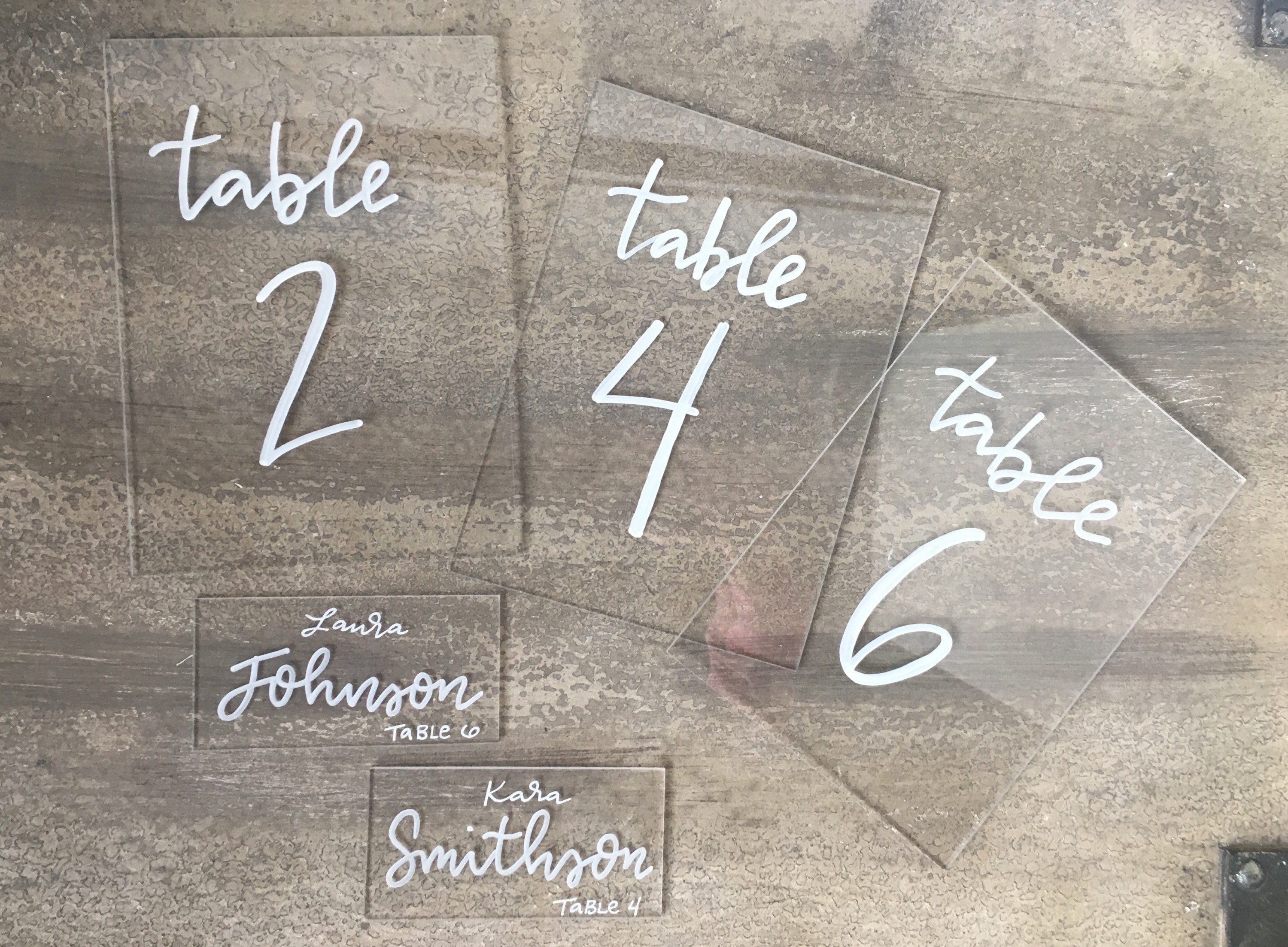 Clear Painted Acrylic Plastic Table Numbers | Wedding, Bridal Shower ...