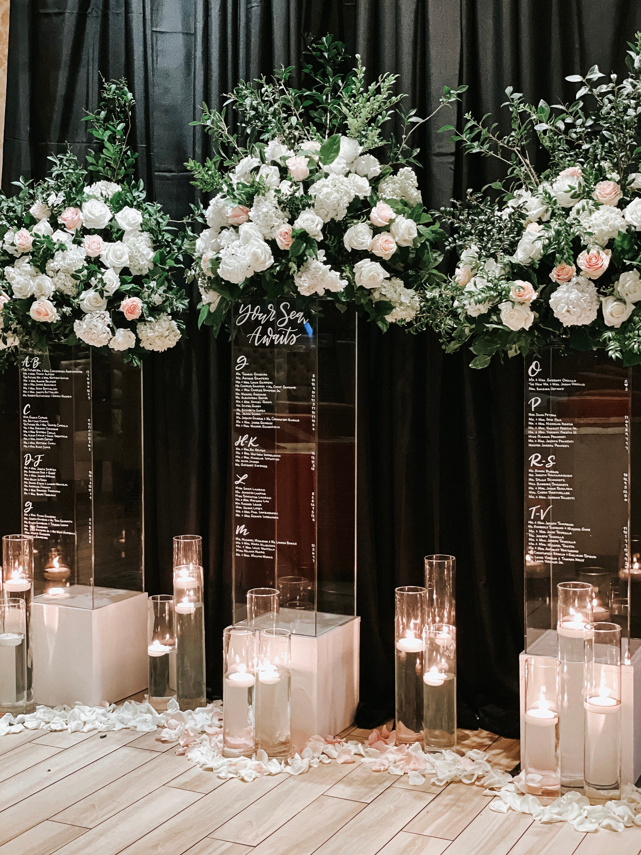 Acrylic Pillar Seating Chart | Delivered in North NJ, Some Central NJ ...
