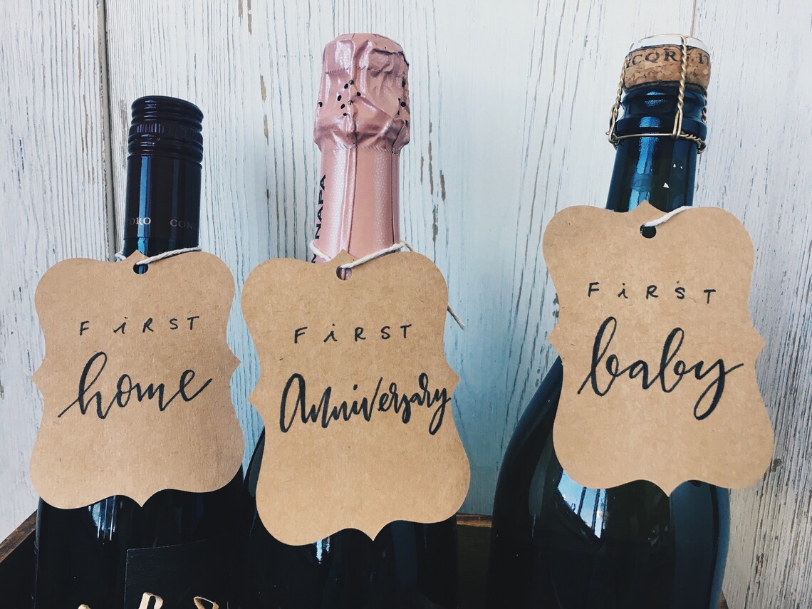 Year of Firsts Wine Bottle Tag Wedding Bride Bridal Shower - Etsy